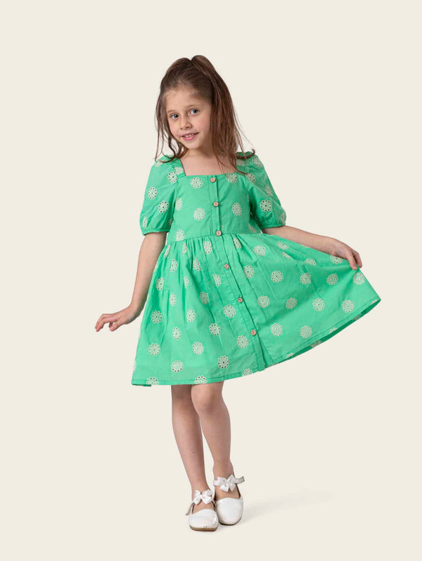 green half sleeve dress